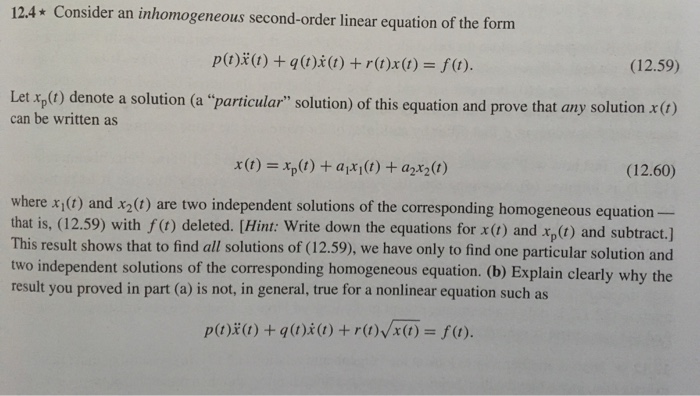 Solved Consider an inhomogeneous second-order linear | Chegg.com