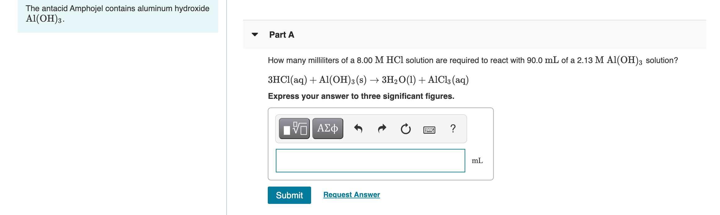 Solved The antacid Amphojel contains aluminum hydroxide | Chegg.com
