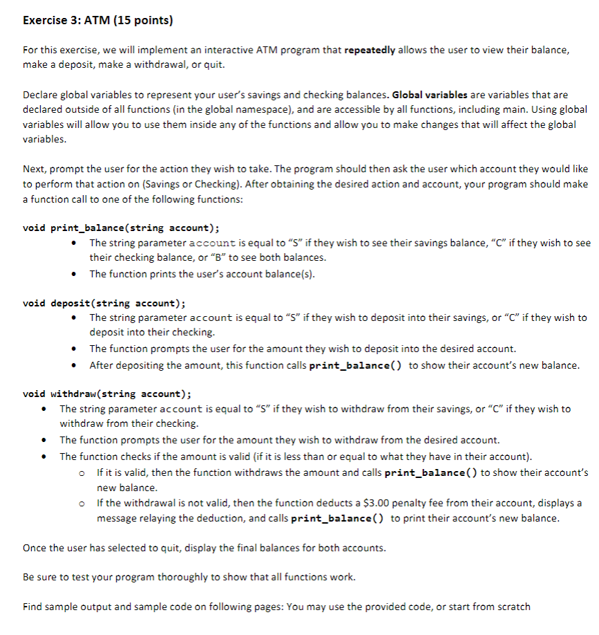 Solved For this exertise, we will implement an interactive | Chegg.com