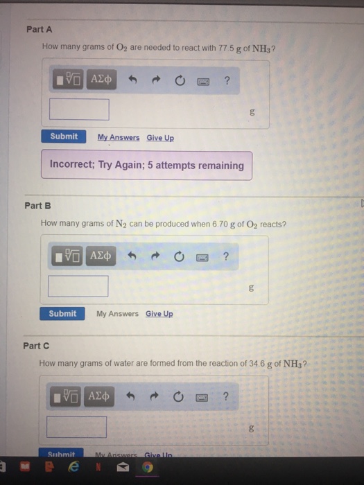 Solved Part A How many grams of O2 are needed to react with | Chegg.com