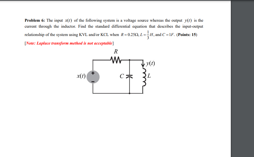 Solved Problem 6: The input x(t) of the following system is | Chegg.com