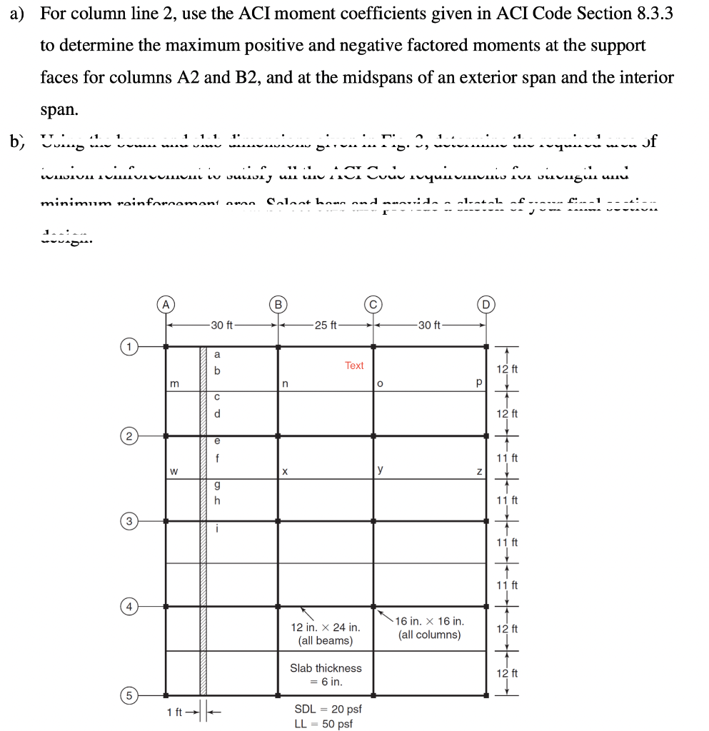 Solved a) For column line 2, use the ACI moment coefficients | Chegg.com