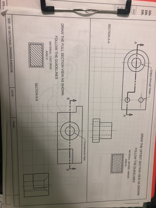 Solved GIV DR. DR 2 DRAW THE OFFSET SECTION VIEW AS SHOWN | Chegg.com