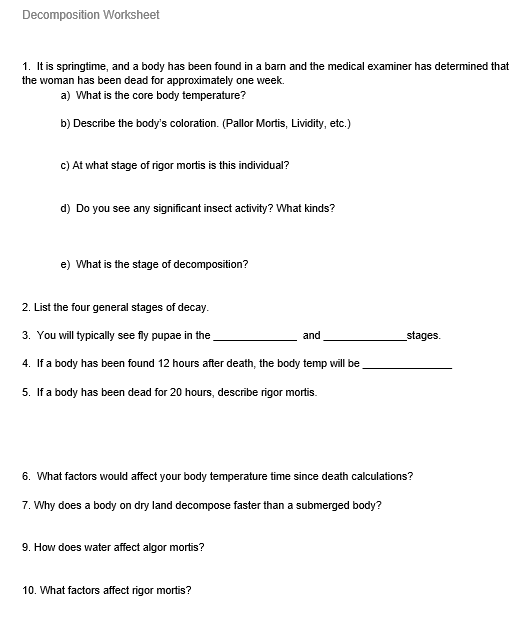 Solved Decomposition Worksheet 1. It is springtime, and a | Chegg.com