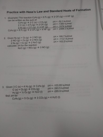 Solved Practice with Hess's Law and Standard Heats of | Chegg.com