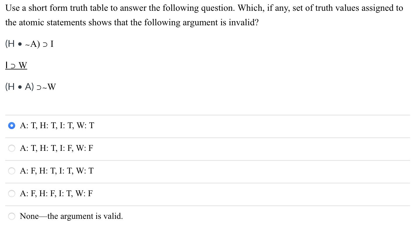Solved Use a short form truth table to answer the following | Chegg.com
