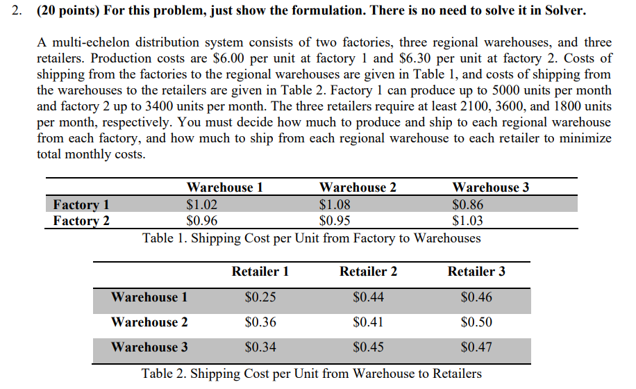 Solved 2. (20 points) For this problem, just show the | Chegg.com