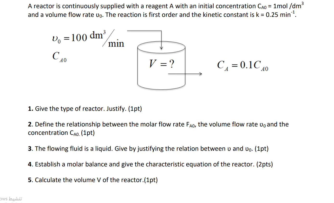 Solved A reactor is continuously supplied with a reagent A | Chegg.com