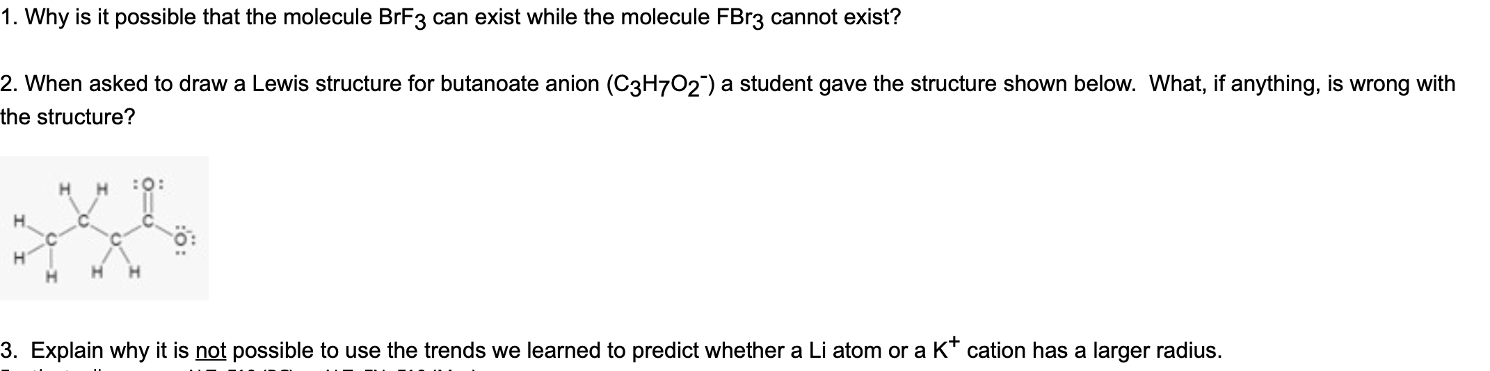 Solved 1. Why is it possible that the molecule BrF3 can | Chegg.com