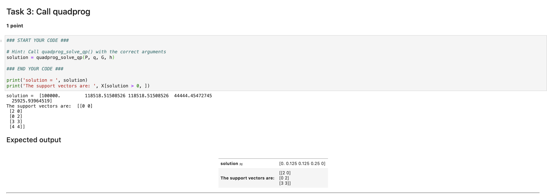 import quadprog import numpy as np # The helper | Chegg.com