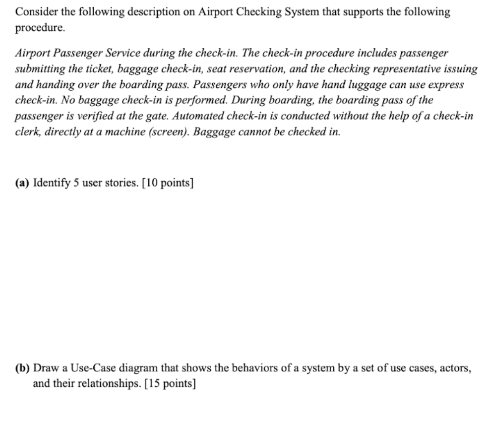 Solved Consider the following description on Airport | Chegg.com