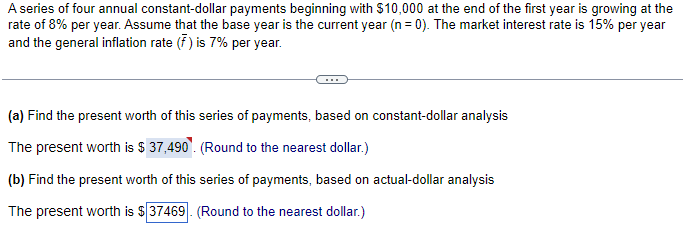 Solved A series of four annual constant-dollar payments | Chegg.com