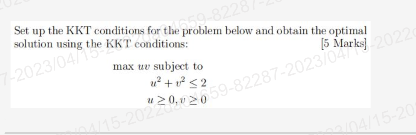Solved Set up the KKT conditions for the problem below and | Chegg.com