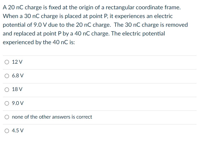 Solved A 20nC charge is fixed at the origin of a rectangular | Chegg.com