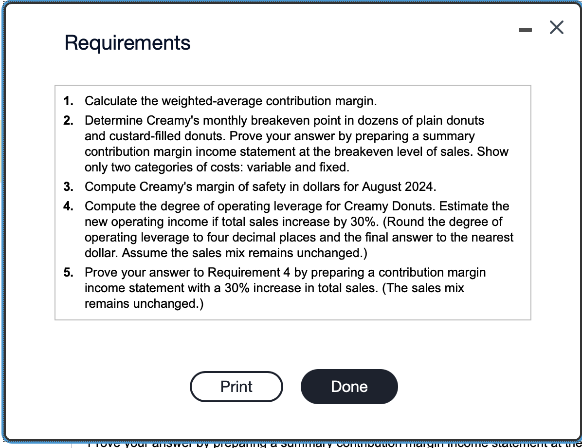 Solved Data tableRequirements 1. Calculate the | Chegg.com