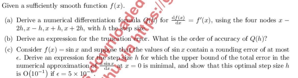 Given a sufficiently smooth function f(x). (a) Derive | Chegg.com