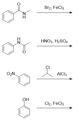 Solved Br2, FeCl3 'N H H HNO3, H2SO4 0 CI 잇 O2N. AICI: OH | Chegg.com