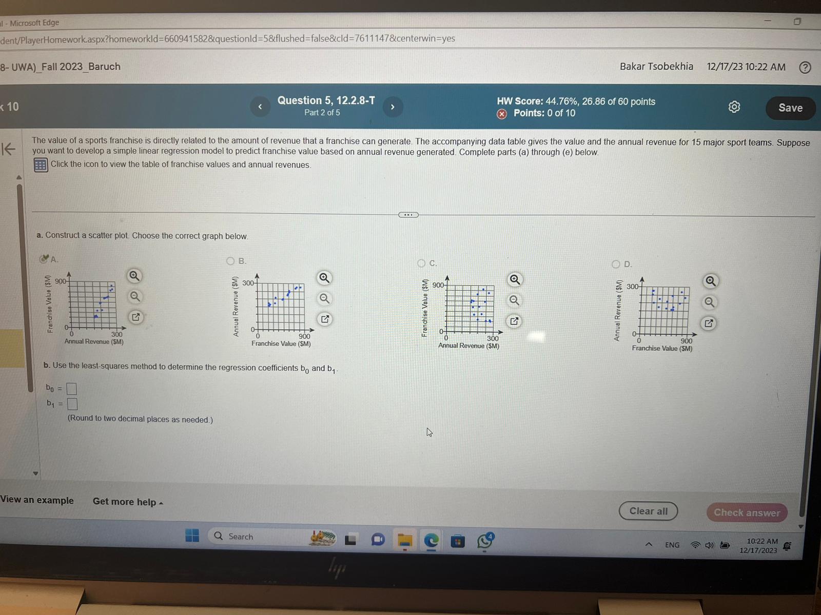 you want to develop a simple linear regression model | Chegg.com