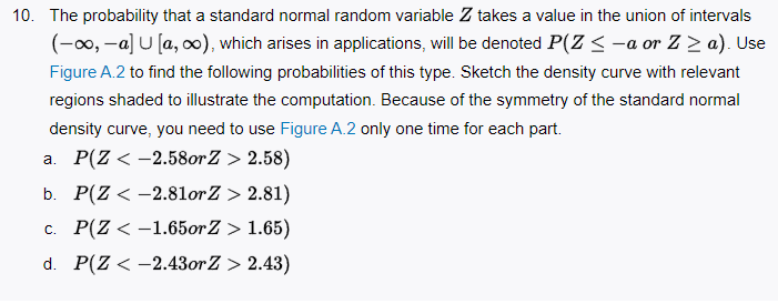 Solved 10. The probability that a standard normal random | Chegg.com