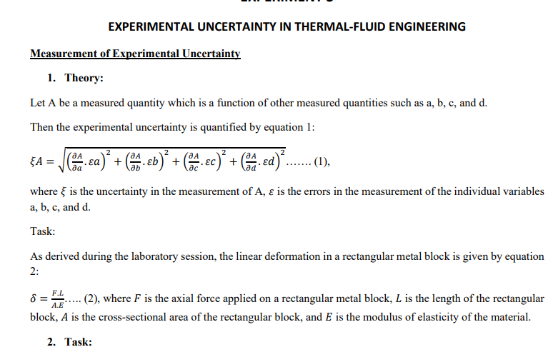 Solved EXPERIMENTAL UNCERTAINTY IN THERMAL-FLUID ENGINEERING | Chegg.com