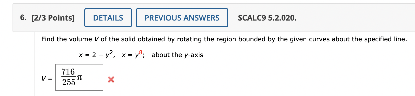 Solved 3. [2/3 Points] DETAILS PREVIOUS ANSWERS SCALC9 | Chegg.com