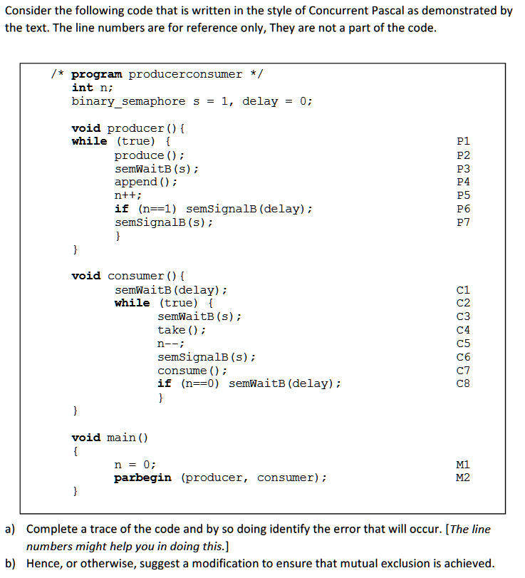 Consider the following code that is written in the | Chegg.com