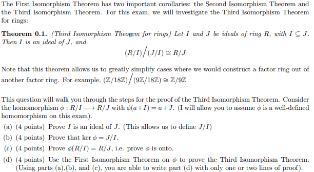 Solved The First Isomorphism Theorem has two important | Chegg.com