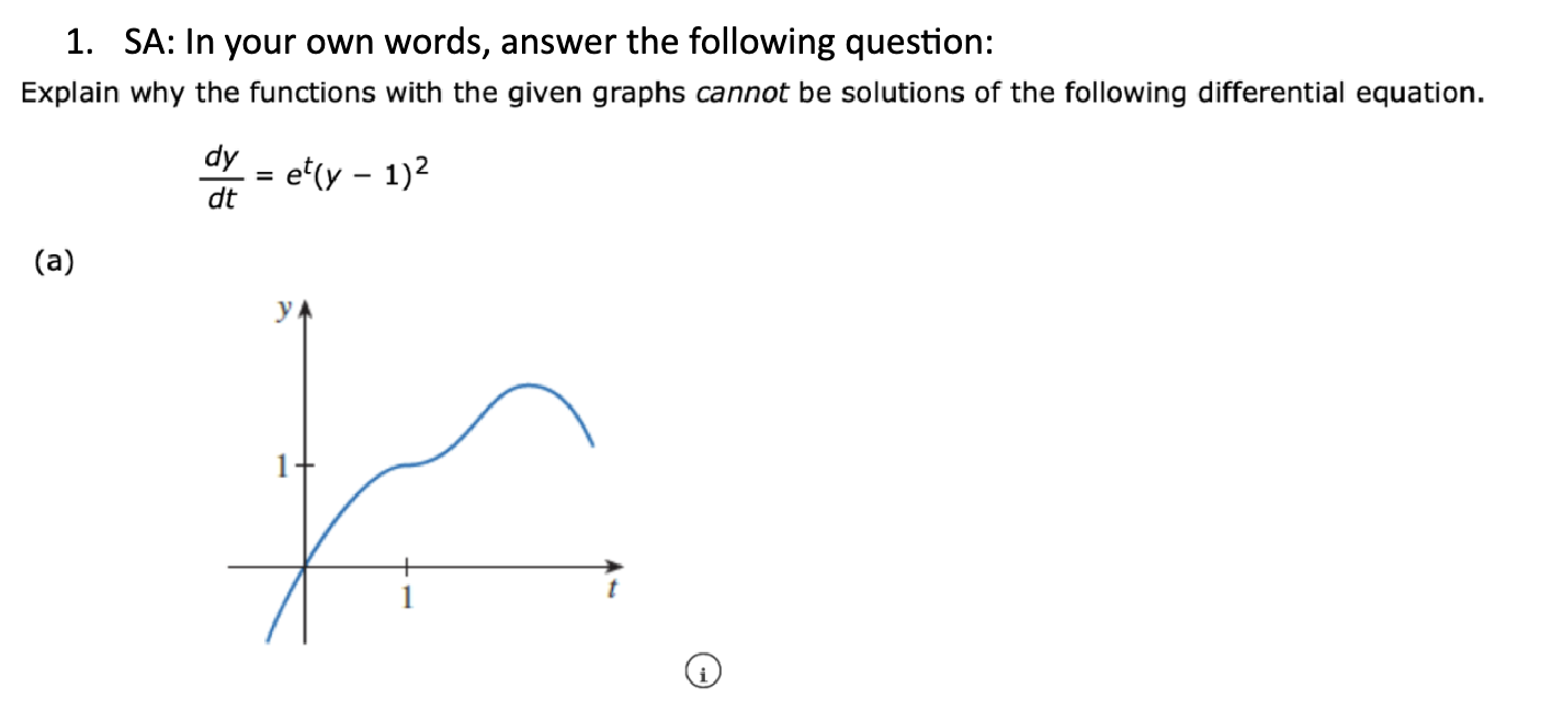 Solved 1. SA: In your own words, answer the following | Chegg.com