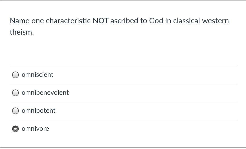 Solved Name one characteristic NOT ascribed to God in | Chegg.com
