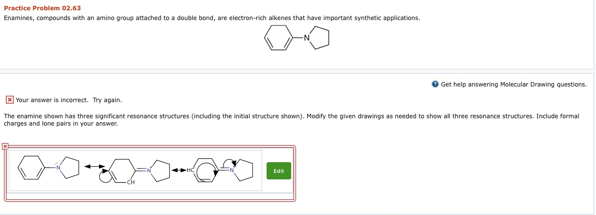 Solved Practice Problem 02.63 Enamines, compounds with an | Chegg.com