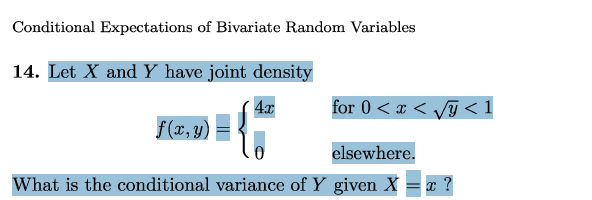 Solved Conditional Expectations of Bivariate Random | Chegg.com