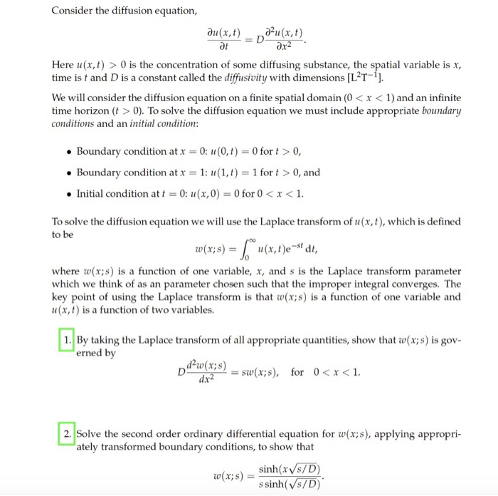 Solved Consider the diffusion equation, au(x,t u(x,t) Here | Chegg.com