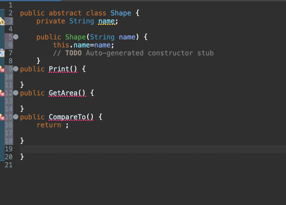 Solved 1 public class Circle extends Shape{ private double | Chegg.com