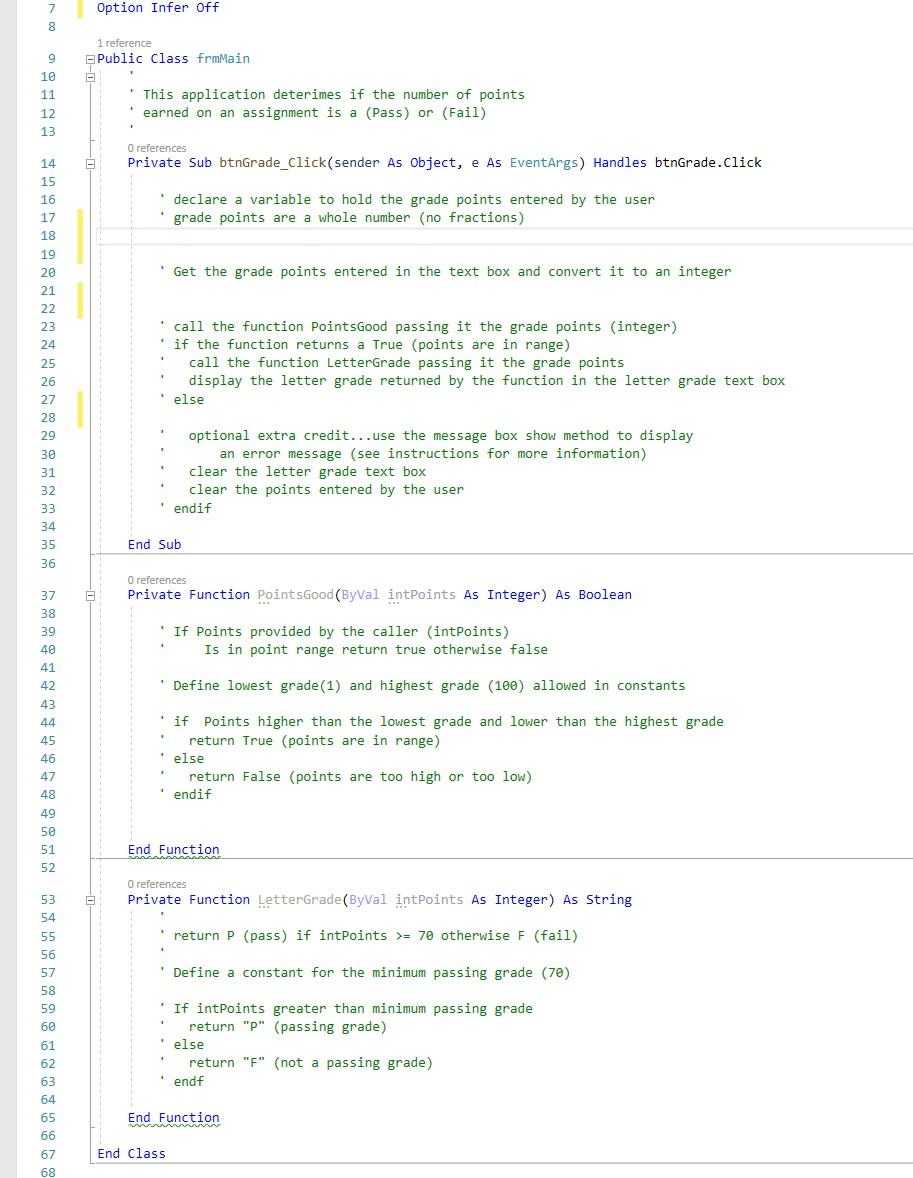 Solved 7 8 Option Infer Off 1 reference Public Class frmMain | Chegg.com