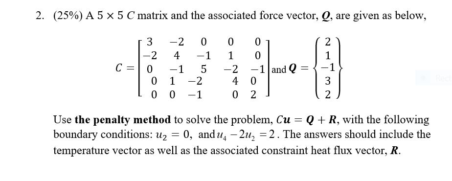Solved (25\%) A 5×5C matrix and the associated force vector, | Chegg.com