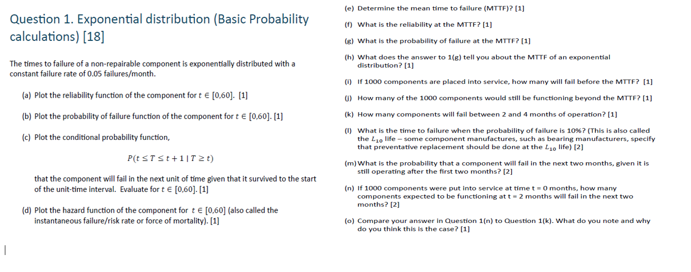 Solved Question 1. ﻿Exponential distribution (Basic | Chegg.com