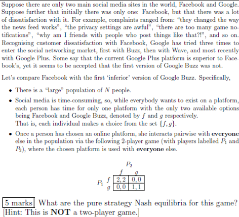 Solved Suppose there are only two main social media sites in | Chegg.com