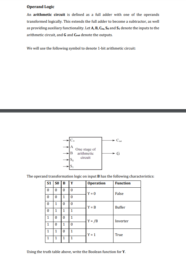 1-bit Arithmetic Circuit Full Adder A full adder is a | Chegg.com