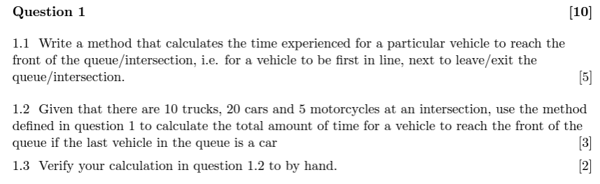 Solved 1.1 Write a method that calculates the time | Chegg.com
