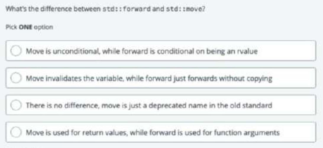 Solved What's the difference between std: : forward and std: | Chegg.com