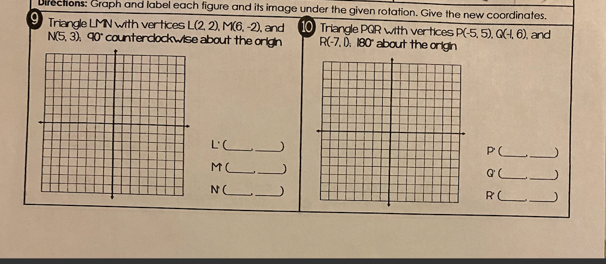 Solved Directions: Graph and label each figure and its image | Chegg.com
