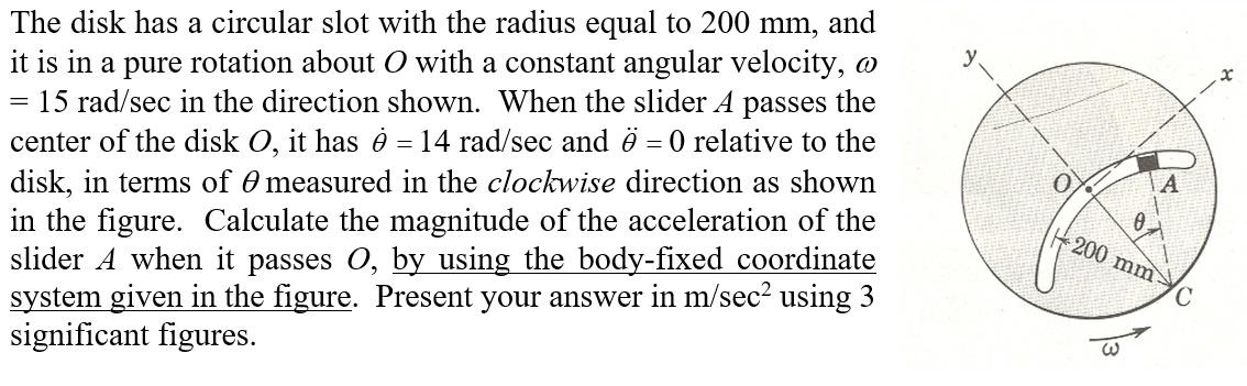 Solved The disk has a circular slot with the radius equal to | Chegg.com