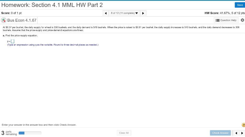Solved Homework Section 4 1 Mml Hw Part 2 Save Score 0 Of