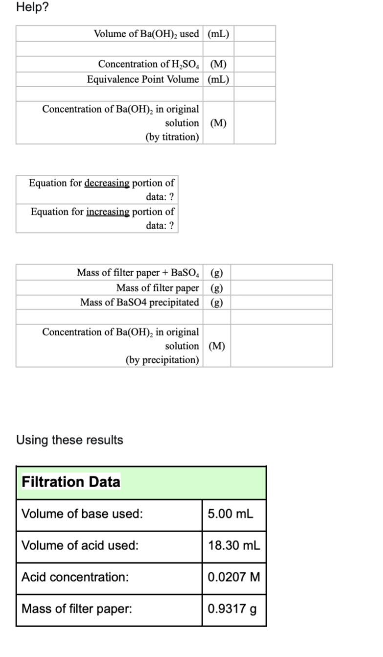 Solved titration and Precipitation results? | Chegg.com