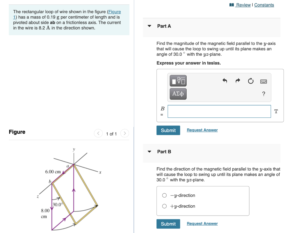 Solved I Review Constants The rectangular loop of wire shown | Chegg.com