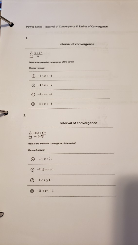 Solved Power Series Interval of Convergence & Radius of | Chegg.com