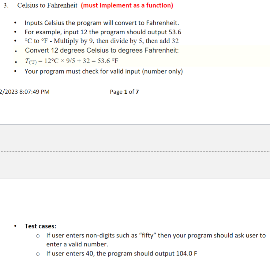 Solved Nrite a program that do the following unit conversion | Chegg.com