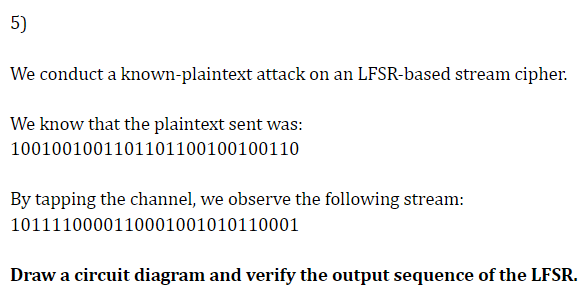 Solved 5) We conduct a known-plaintext attack on an | Chegg.com