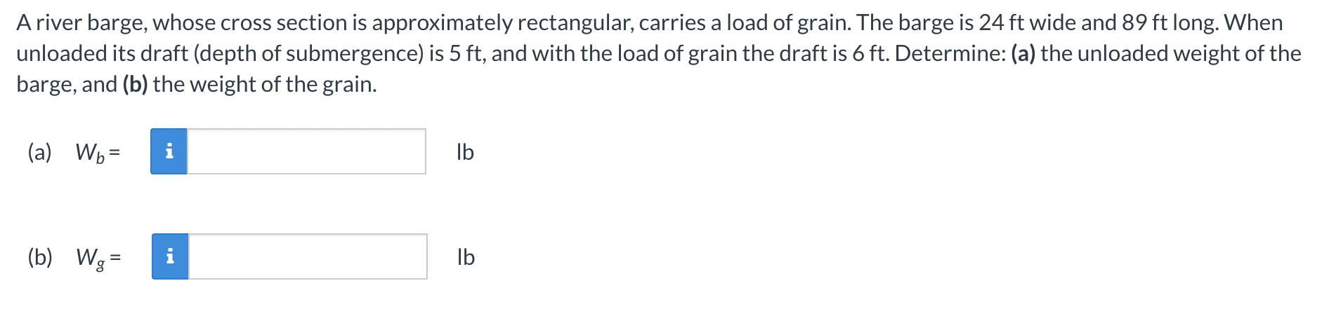 Solved A river barge, whose cross section is approximately | Chegg.com