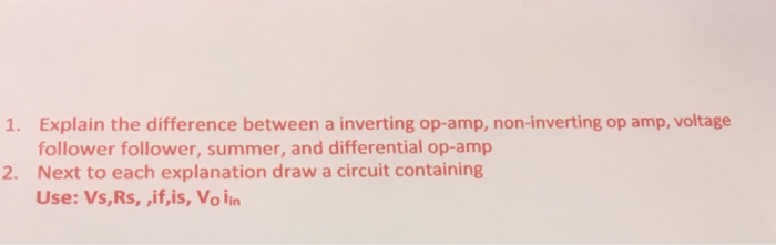 Solved Explain the difference between a inverting op-amp, | Chegg.com
